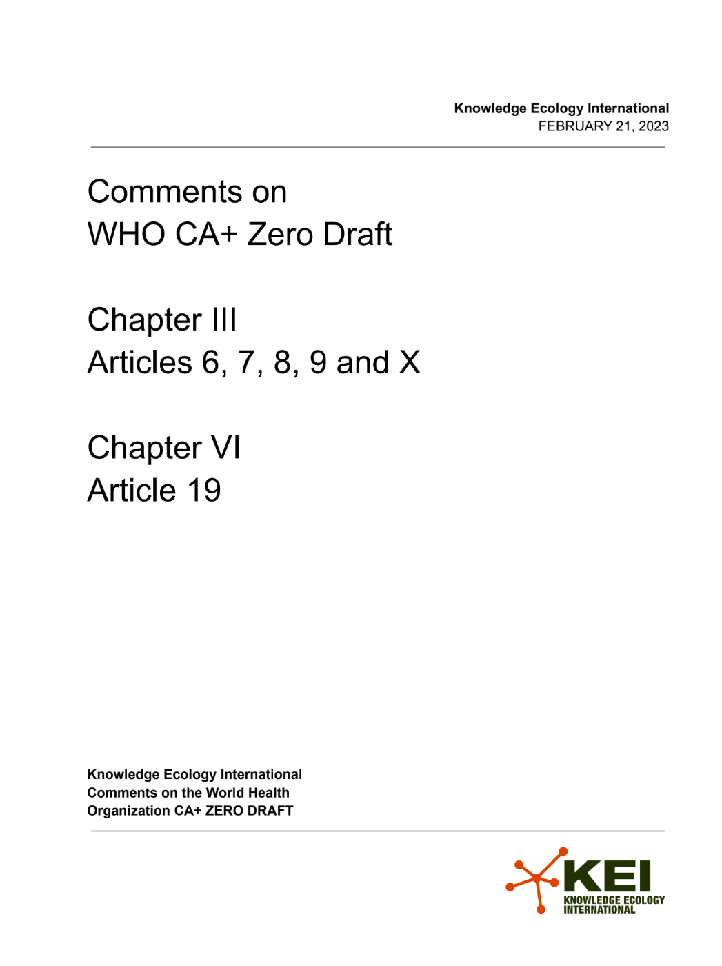 KEI analysis on the WHO INB zero draft - Knowledge Ecology International
